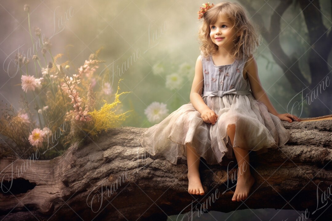 Spring Wood Log Digital Background, Fine Art Portrait Photography ...