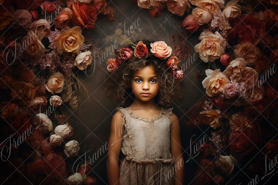 Boho Floral Wreath Digital Background, Fine Art Portrait Photography ...