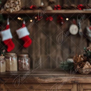 Christmas Rustic Kitchen Digital Background, Fine Art Holiday Portrait ...