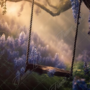 Swing in Bluebell Field Digital Background, Fine Art Portrait ...