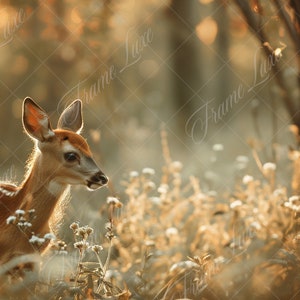 Little Fawn in Wood Digital Background, Warm Lighting, Fine Art ...