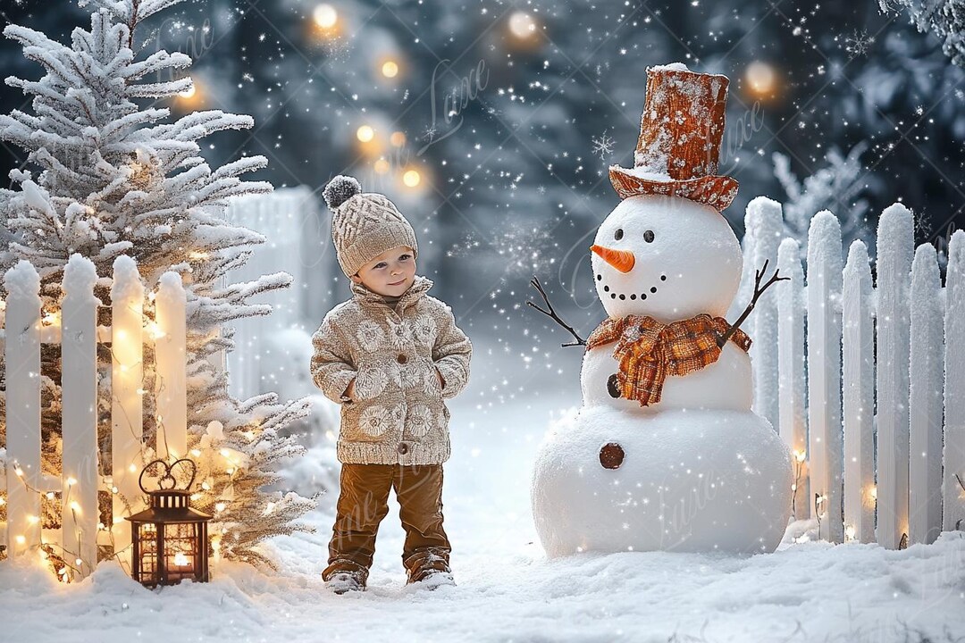 Winter Wonderland Snowman Digital Background, Enchanted Frosty Woods ...