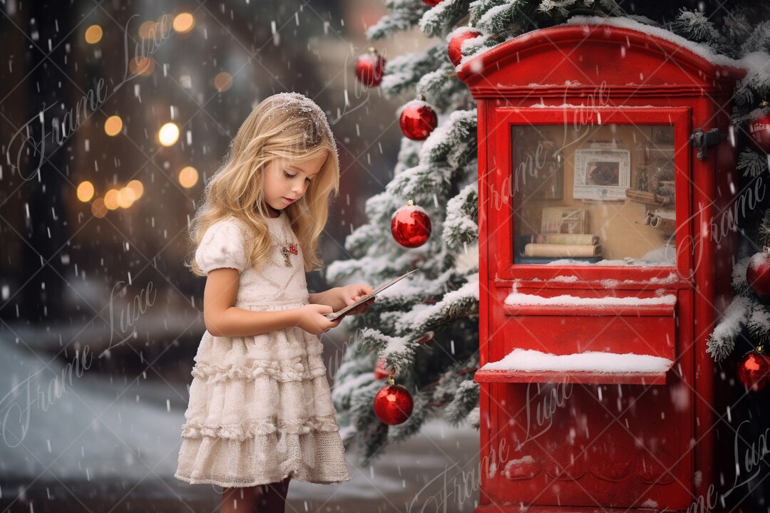Christmas Mail Box Digital Background, Whimsical Holiday Portrait ...