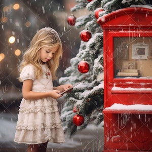 Christmas Mail Box Digital Background, Whimsical Holiday Portrait ...