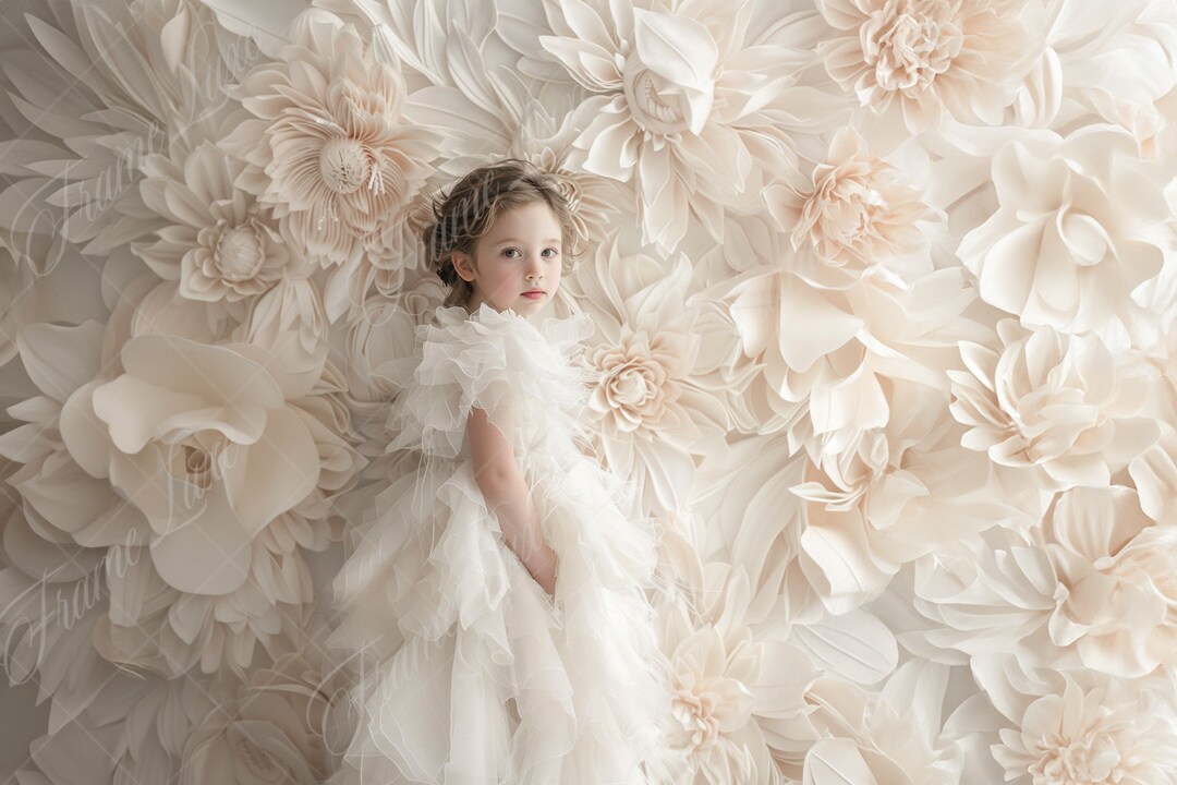 White Flower Wall Digital Background, Fine Art Portrait Photography ...