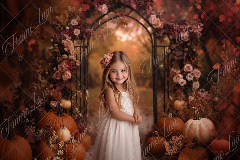 Fall Floral Arch Digital Background, Portrait Photography Backdrop ...