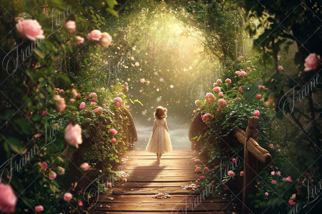 Rose Garden Bridge Digital Background, Fine Art Portrait Photography ...