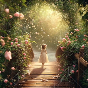 Rose Garden Bridge Digital Background, Fine Art Portrait Photography ...