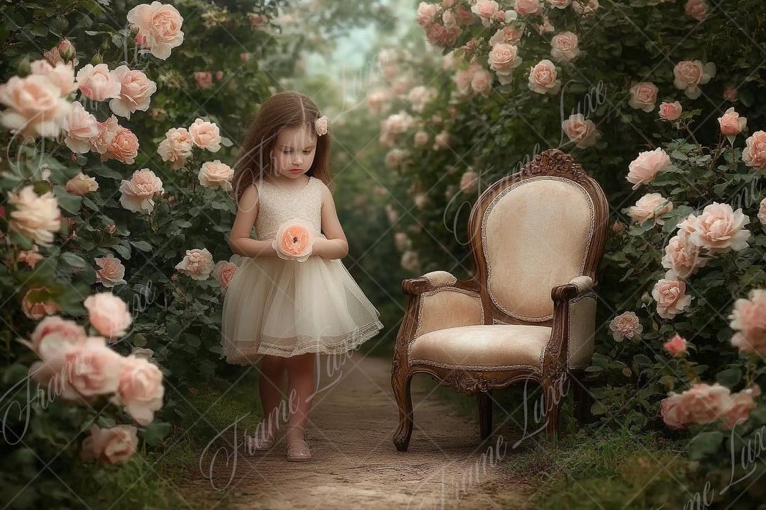 Rose Garden Digital Background, Nature Path, Vintage Armchair, Fine Art ...