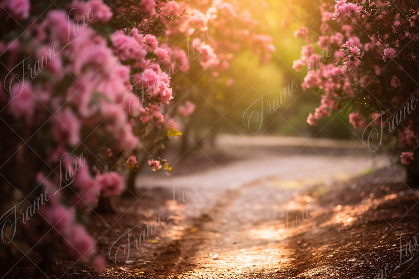 Spring Cherry Tree Pathway Background, Fine Art Portrait Photography ...