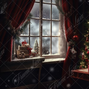 Christmas Window Digital Background, Fine Art Holiday Portrait Digital ...