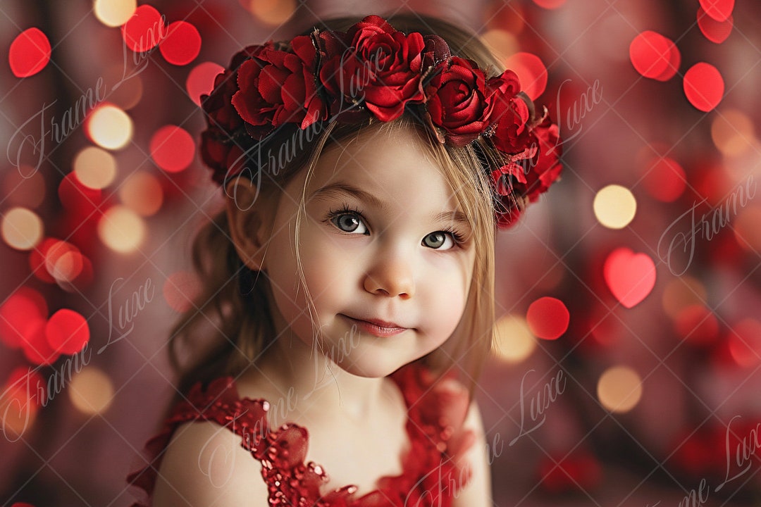 Valentines Red and Gold Bokeh Digital Background, Fine Art Portrait ...