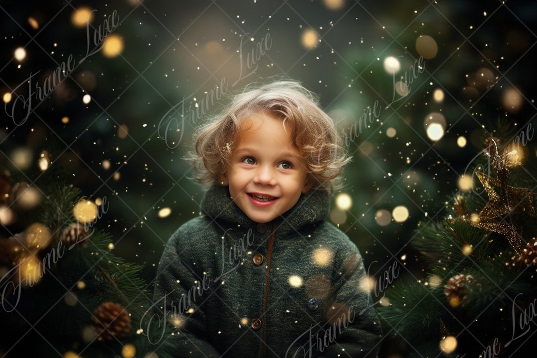 Green Christmas Bokeh Digital Background, Fine Art Holiday Portrait ...