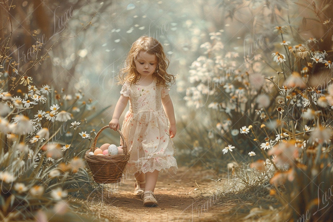 Spring Daisy Path Digital Background, Easter Backdrop, Fine Art ...