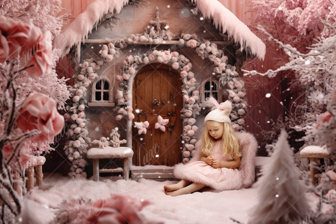 Whimsy Pink Flower Digital Background, Fine Art Portrait Photography ...