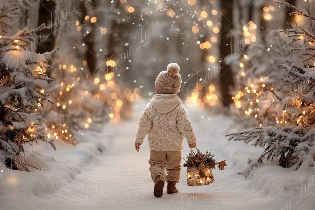 Winter Snowy Pathway Digital Background, Fine Art Portrait Photography ...