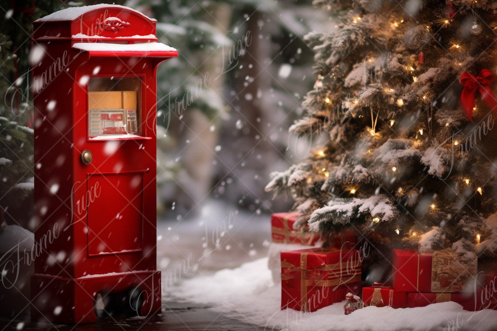 Christmas Mail Box Digital Background, Whimsical Holiday Portrait ...