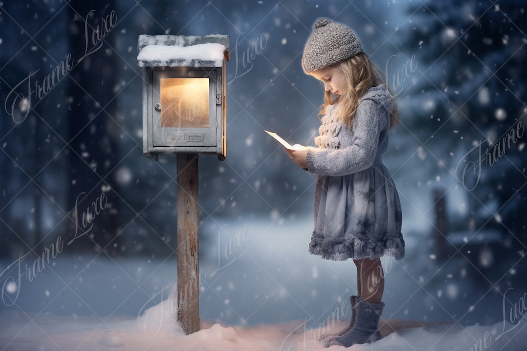 Christmas Mail Box Digital Background, Whimsical Holiday Portrait ...