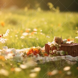 Spring Picnic Digital Background, Fine Art Portrait Photography Digital ...