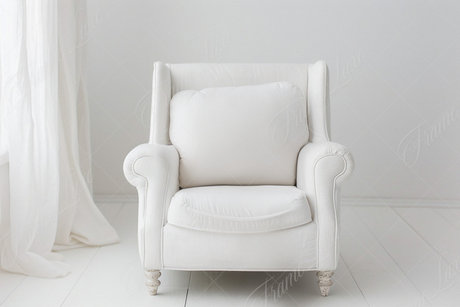 Simple White Chair in White Room Digital Background, Portrait ...