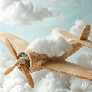 Wooden Airplane Newborn Digital Backdrop, Unisex Newborn Composite ...