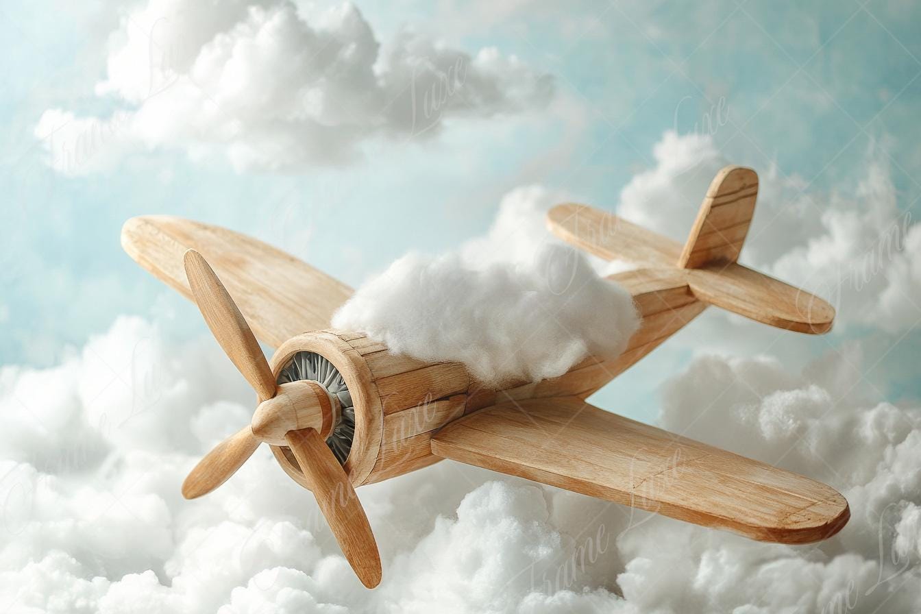 Wooden Airplane Newborn Digital Backdrop, Unisex Newborn Composite ...