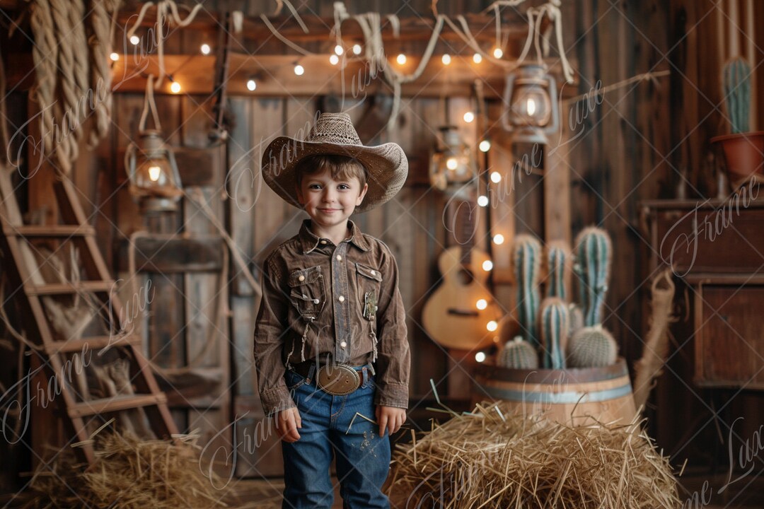 Western Cowboy Rustic Barn Digital Background, Summer Kids Portrait ...
