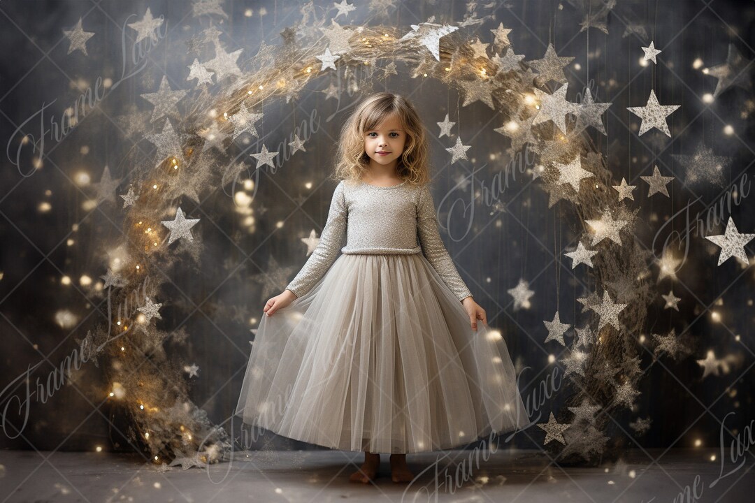 Christmas Star Lights Digital Background, Fine Art Holiday Digital ...