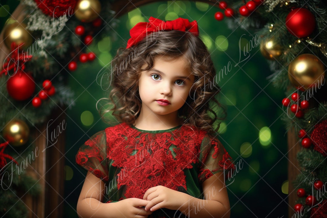 Green Christmas Bokeh Digital Background, Fine Art Holiday Portrait ...
