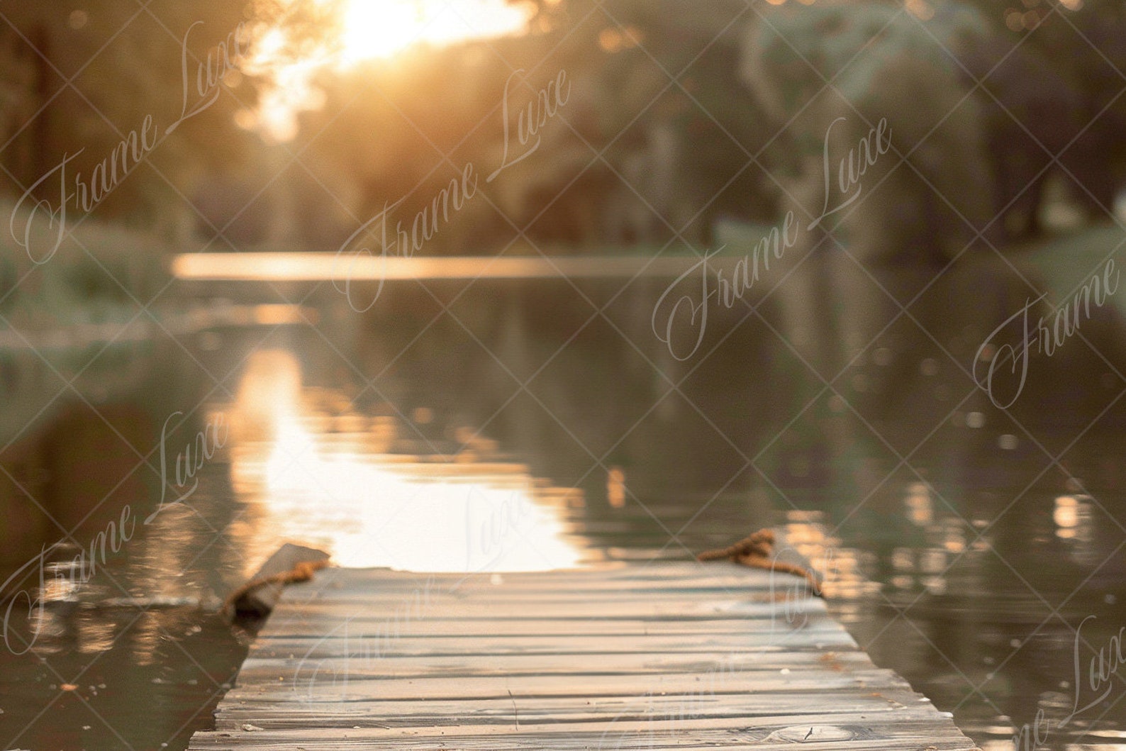 Soft Focus River Dock Digital Background, Warm Sunset, Fine Art ...