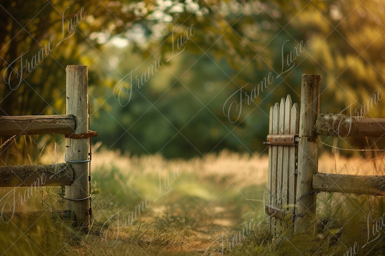 Wooden Gate in Woods Digital Background, Nature Path, Spring Summer ...