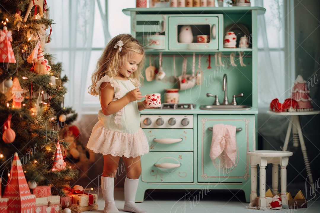 Christmas Kitchen Digital Background, Fine Art Holiday Portrait Digital ...