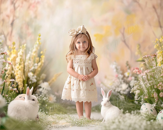 Newborn Digital Backdrop, Baby Girl Pink Cream Flowers, Spring Floral ...