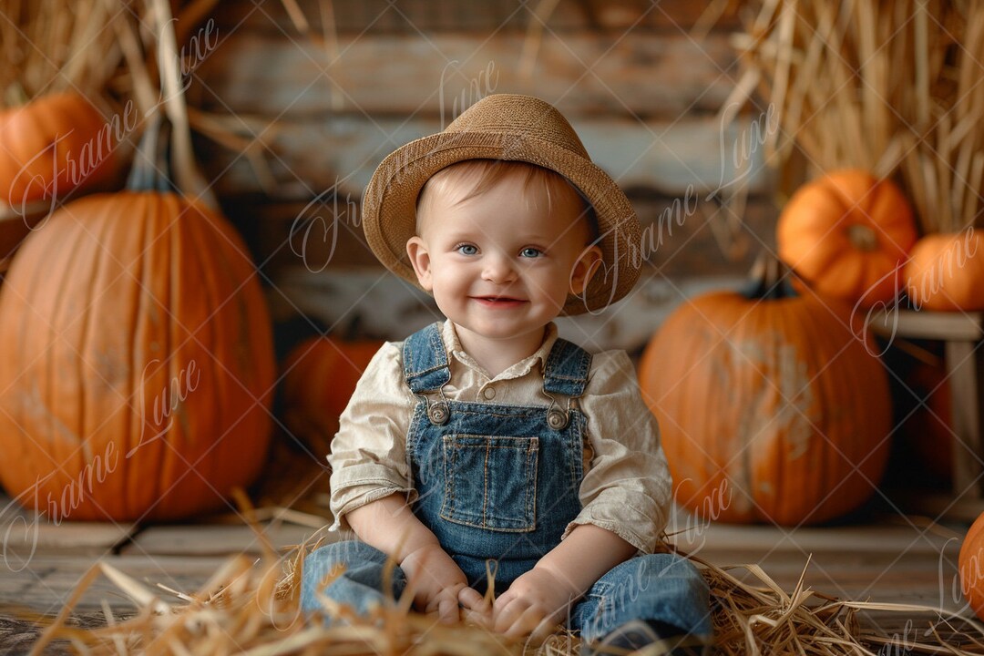 Rustic Barn With Pumpkins Digital Background, Children Portrait ...