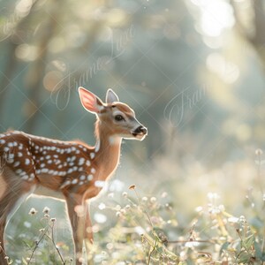 Little Fawn in Wood Digital Background, Spring Forest, Fine Art ...