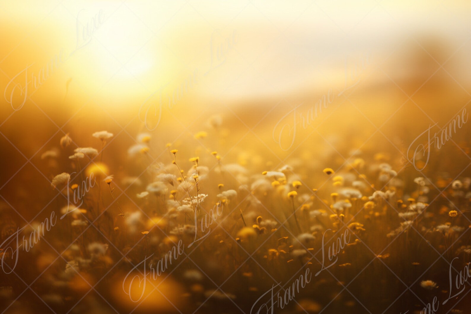 Golden Hour Flower Field Digital Background, Fine Art Portrait ...