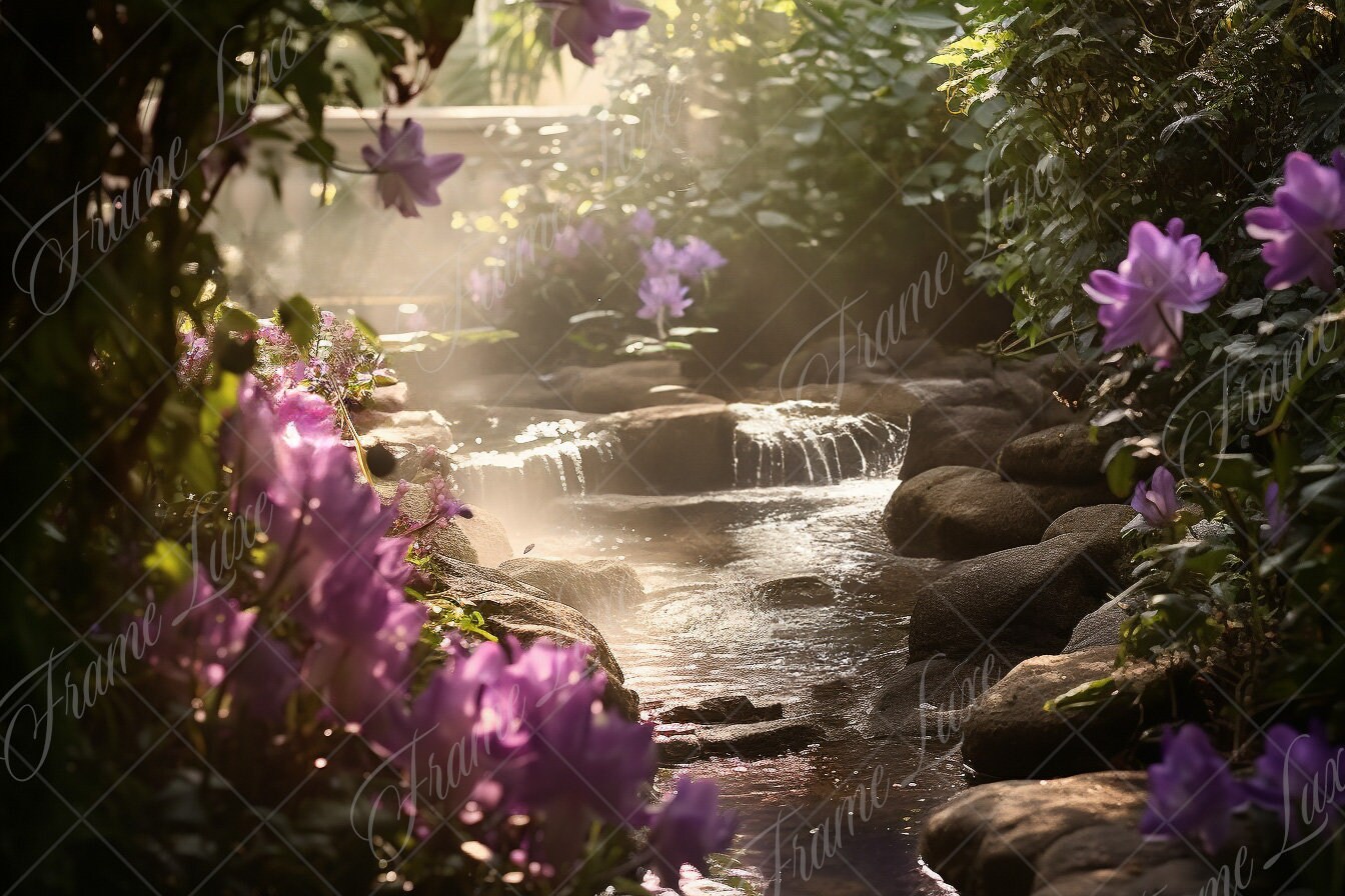 Spring Purple Flower Pathway Background, Fine Art Portrait Photography ...