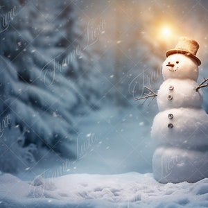 Winter Wonderland Snowman Digital Background, Enchanted Frosty Woods ...