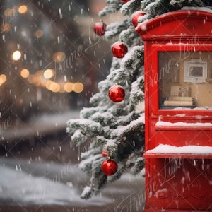Christmas Mail Box Digital Background, Whimsical Holiday Portrait ...