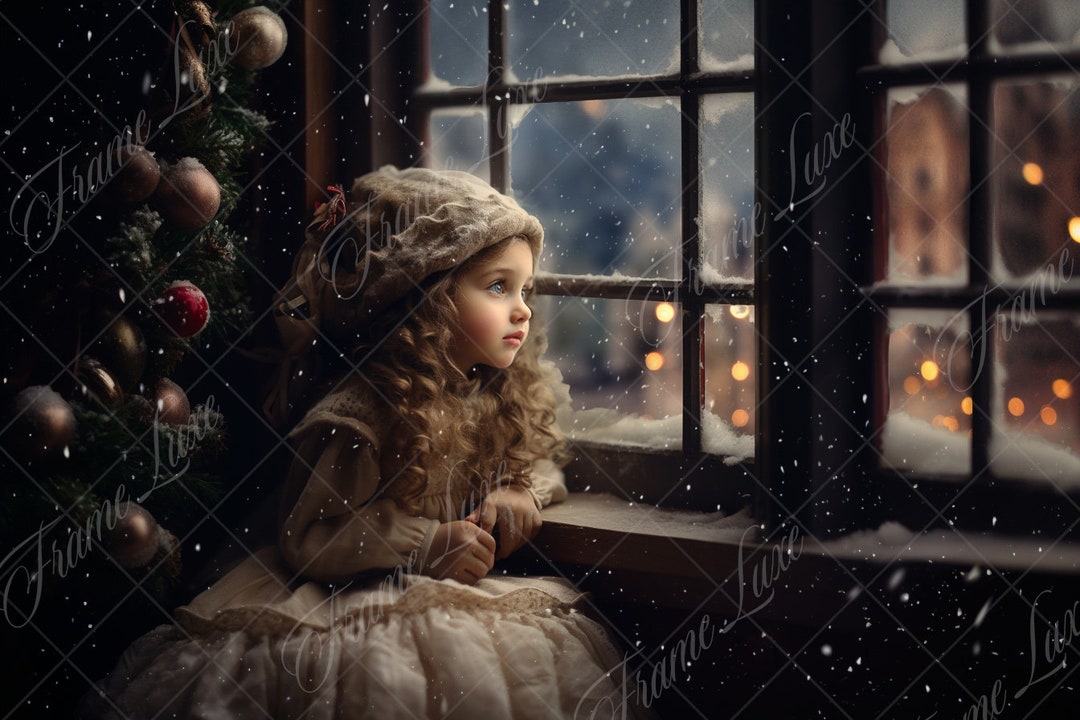 Christmas Window Digital Background, Fine Art Holiday Portrait Digital ...