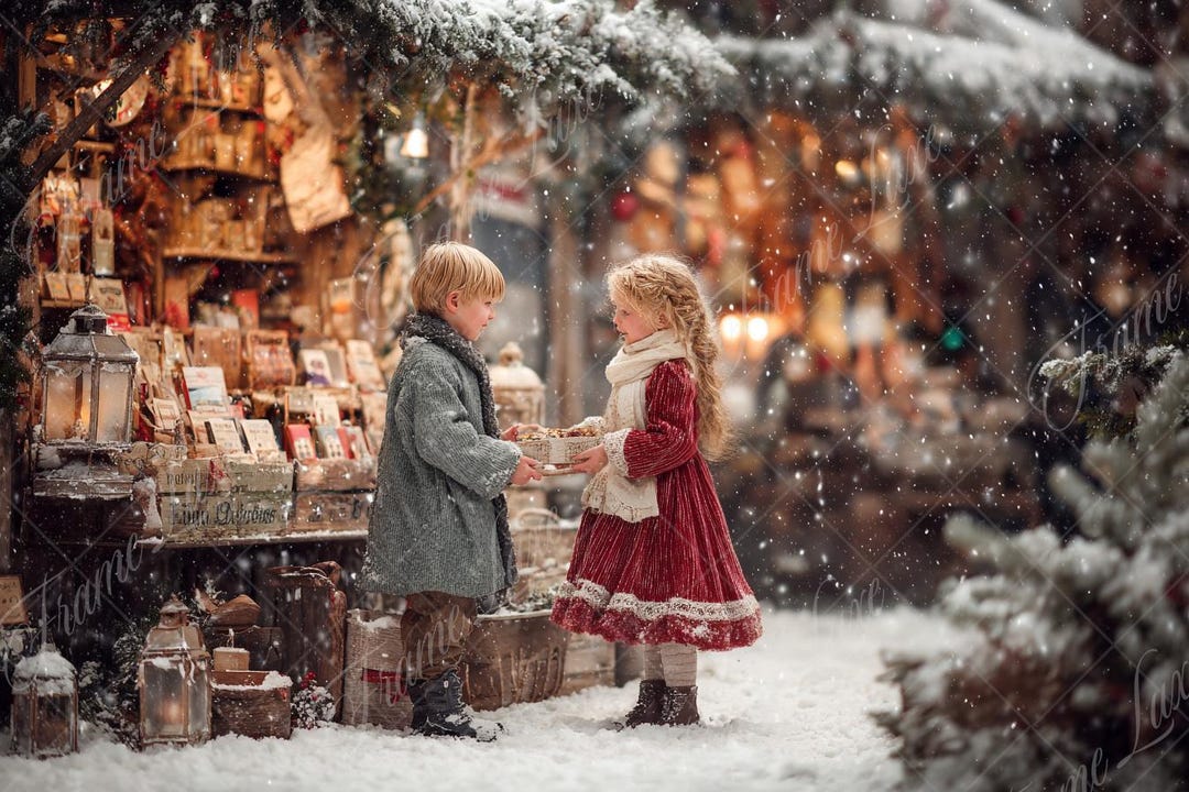 Christmas Market Digital Background, Fine Art Holiday Portrait Digital ...