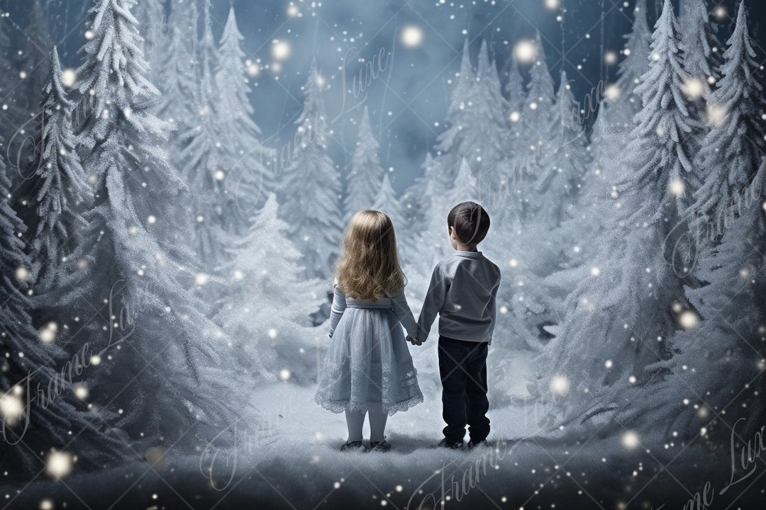 Winter Wonderland Forest Digital Background, Enchanted Christmas ...