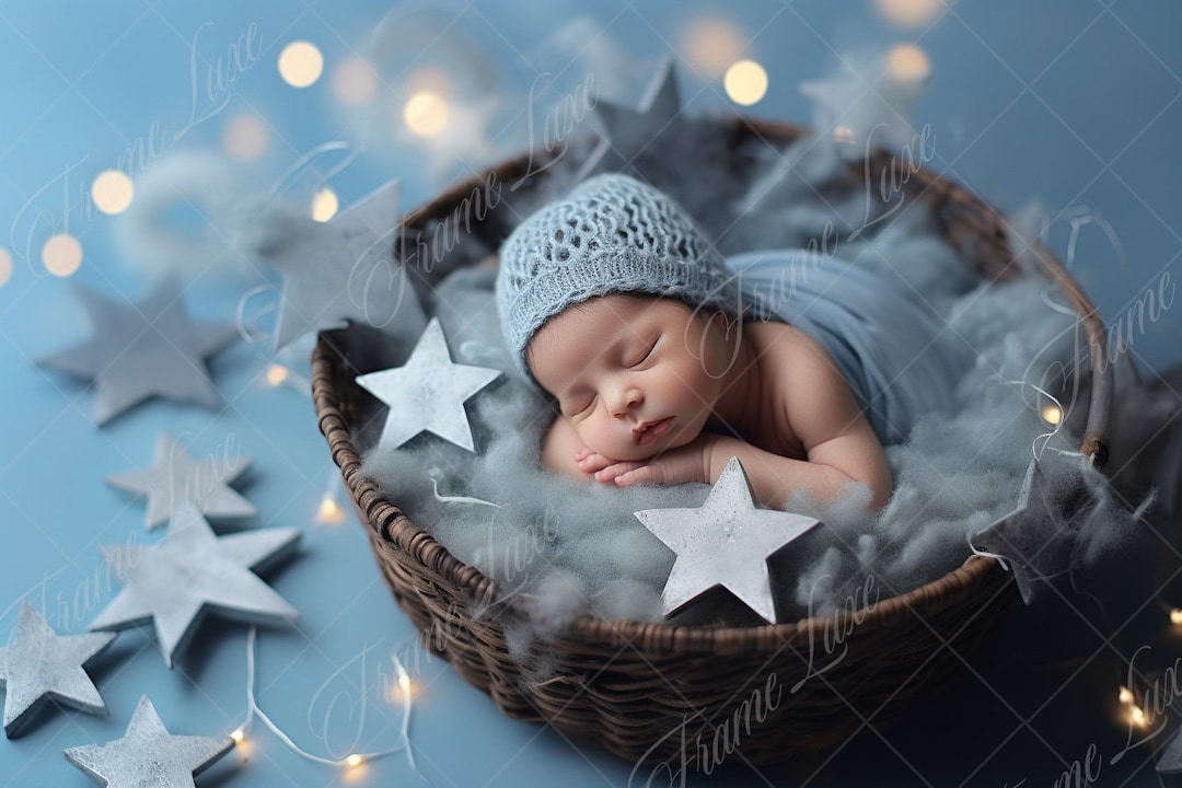 Buy Blue Star Newborn Digital Background, Fine Art Newborn Photography ...