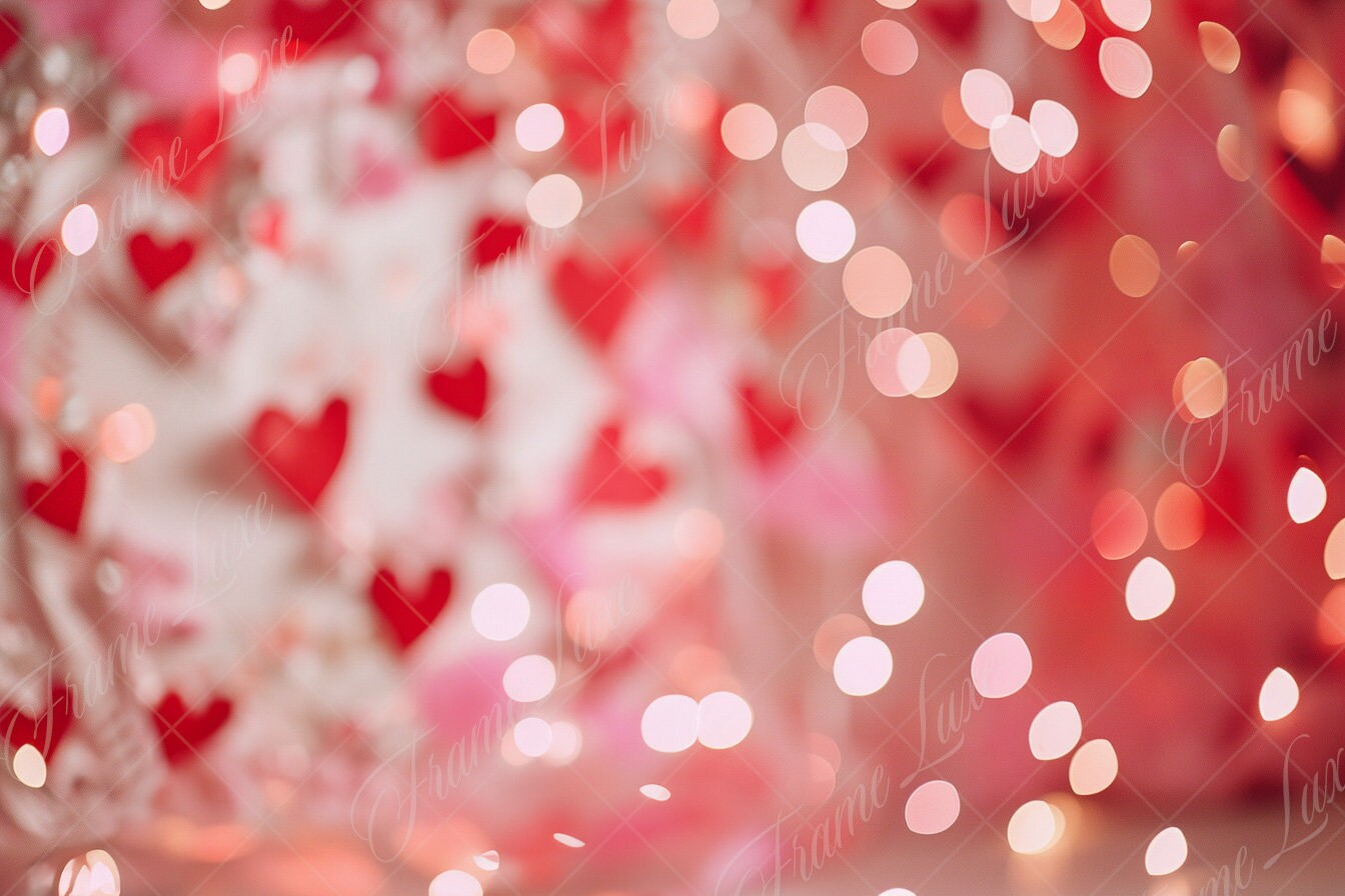 Valentines Red and Gold Bokeh Digital Background, Fine Art Portrait ...