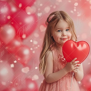 Valentines Pink Heart Bokeh Backdrop Digital Background, Fine Art ...