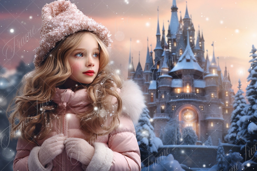 Winter Princess Castle Digital Backdrop, Enchanting Wonderland for ...