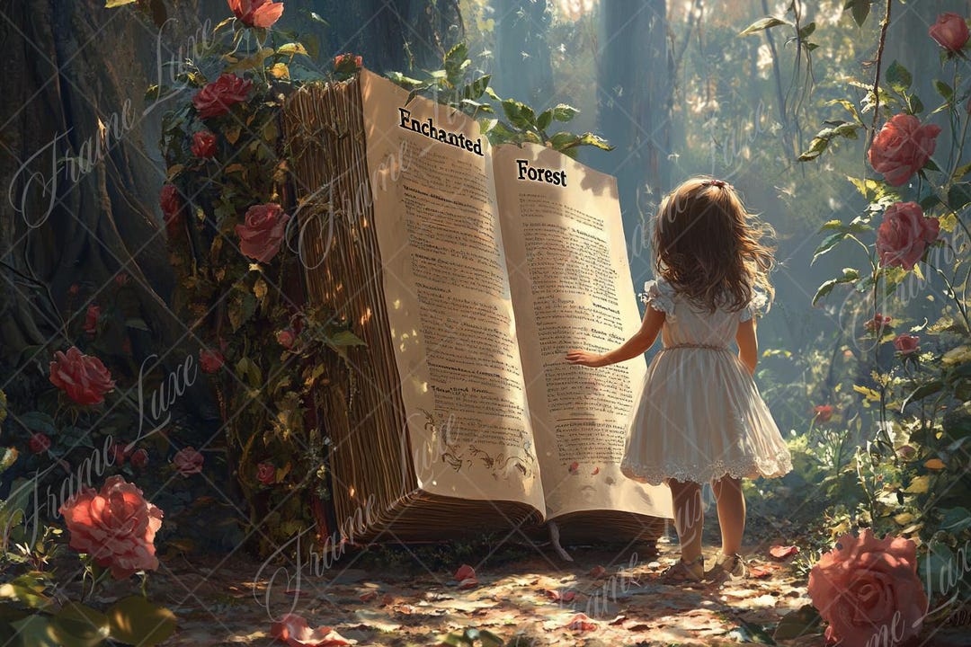 Enchanted Forest Open Book Digital Background, Fine Art Portrait ...