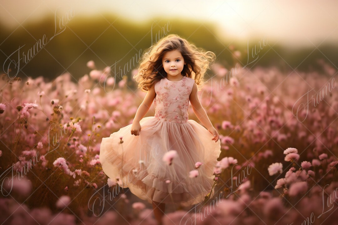 Pink Flower Field Digital Background, Fine Art Portrait Photography ...