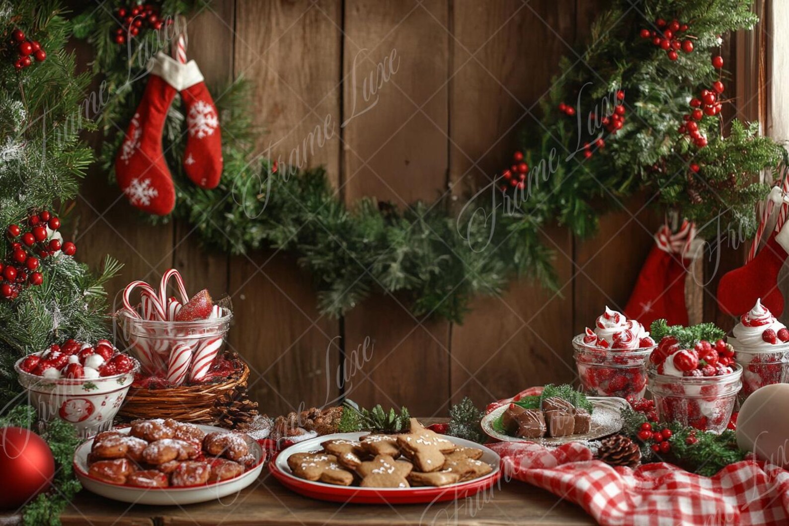 Christmas Cottage Kitchen Digital Background, Fine Art Holiday Portrait ...