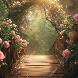 Rose Garden Bridge Digital Background, Fine Art Portrait Photography ...